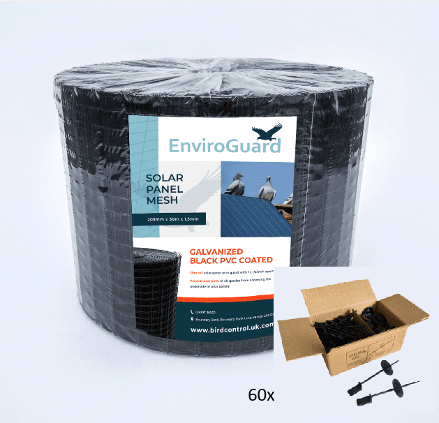 PVC Coated Bird Guard Kit - Solar Panel Protection - 30m (Incl 60 Clips ...